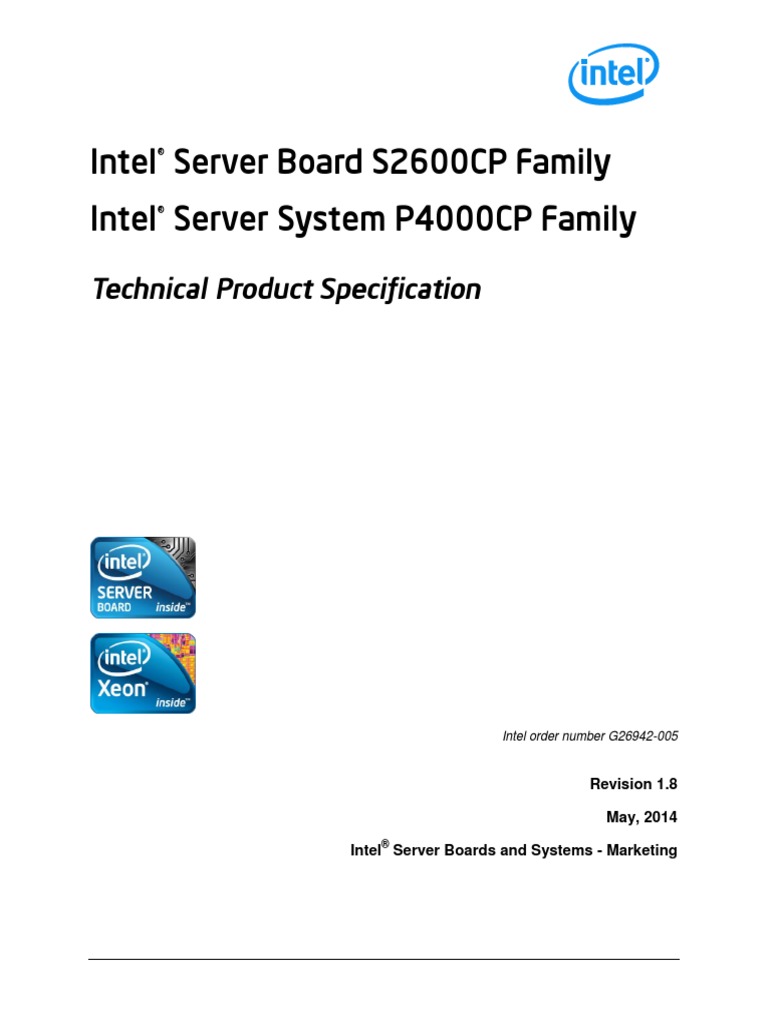 Technical Product Specification Intel Server Board S2600CP Family | PDF ...