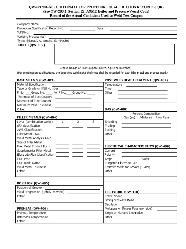 Procedure Qualification Record Pdf Welding Construction