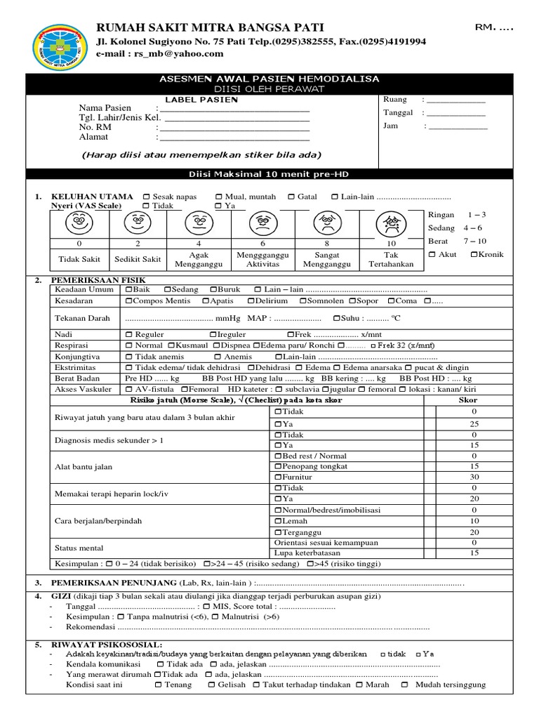 Asesmen Awal Pasien Hemodialisa | PDF