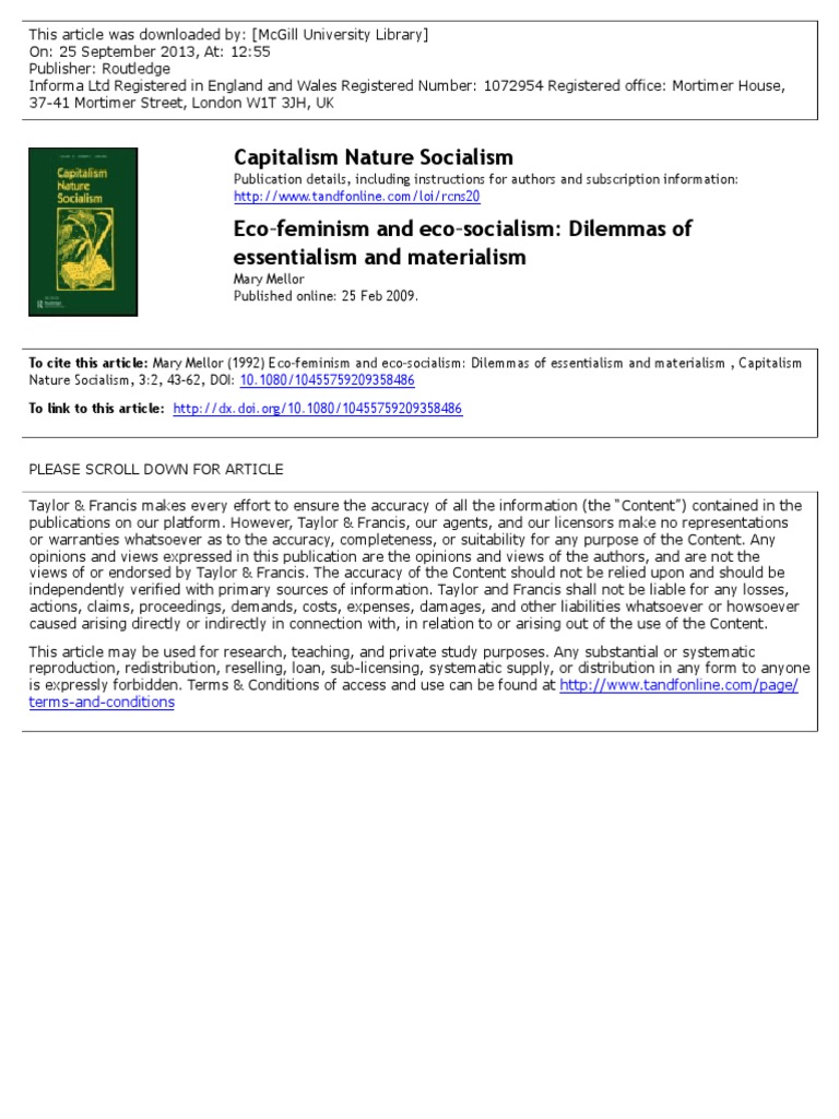 Ecofeminism vs. Ecosocialism: Key Dilemmas | PDF | Ecofeminism | Feminism