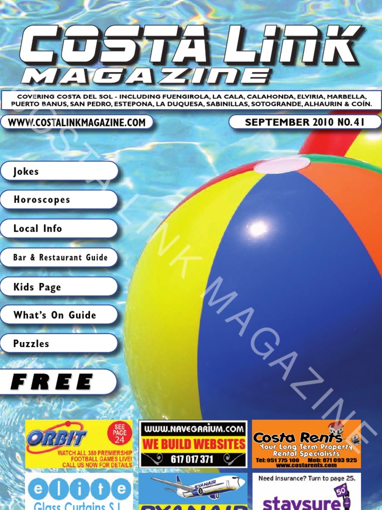 Costa Link Magazine September 2010 | PDF | Leisure