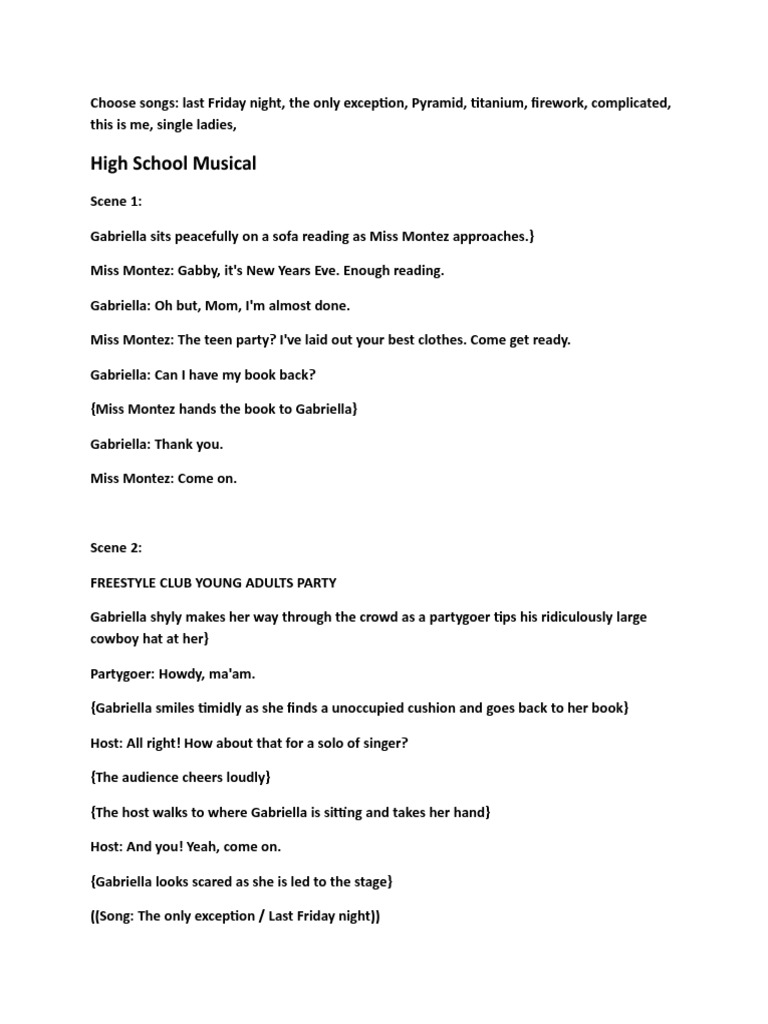 High School Musical Audition Scenes | PDF | Audition | Entertainment