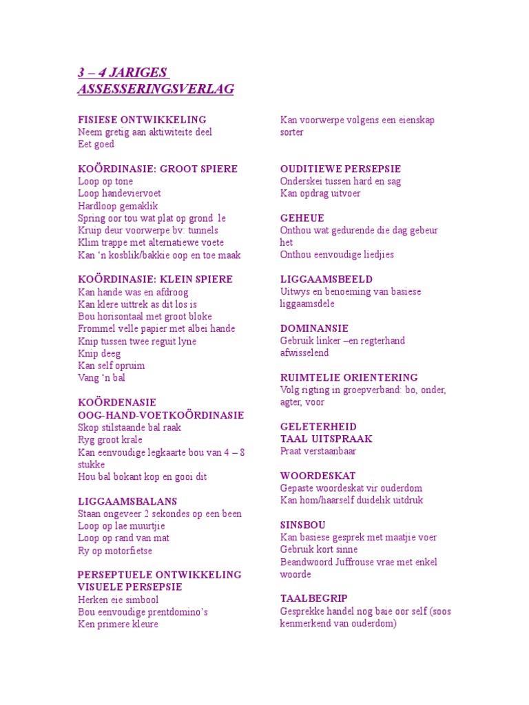 3 4 Jarige Assessering | PDF