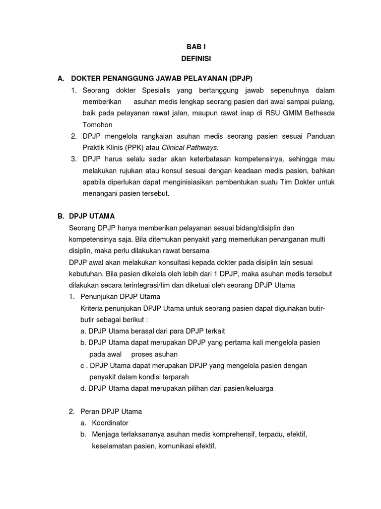 Panduan DPJP di RSU GMIM Bethesda | PDF | Pengembangan Diri | Kesehatan Holistik