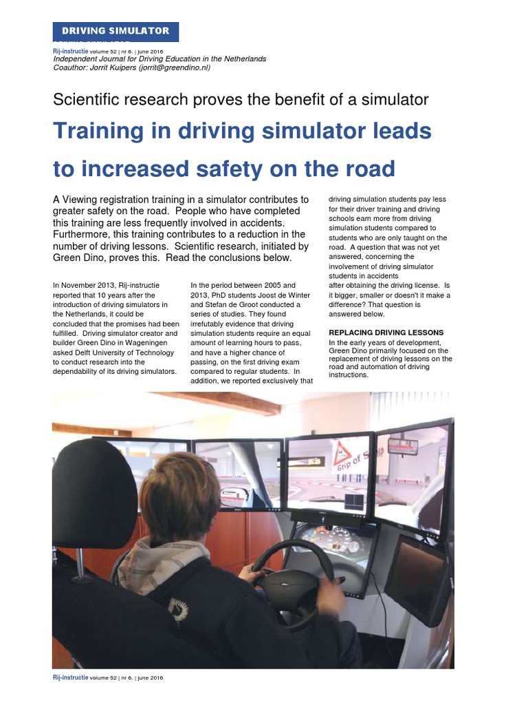 Training in Driving Simulator Leads To Increased Safety On Road | PDF ...