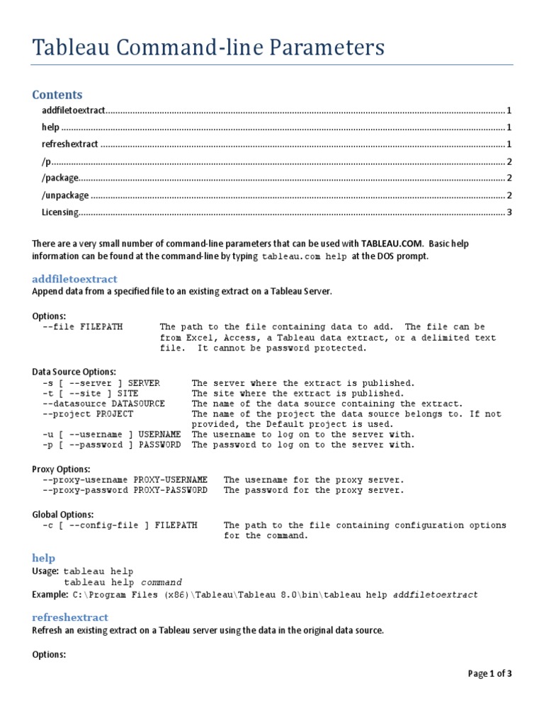 Tableau CLI Guide for IT Admins | PDF | Command Line Interface ...