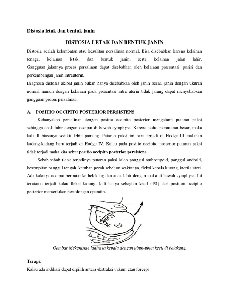 Distosia Letak Dan Bentuk Janin Askep | PDF