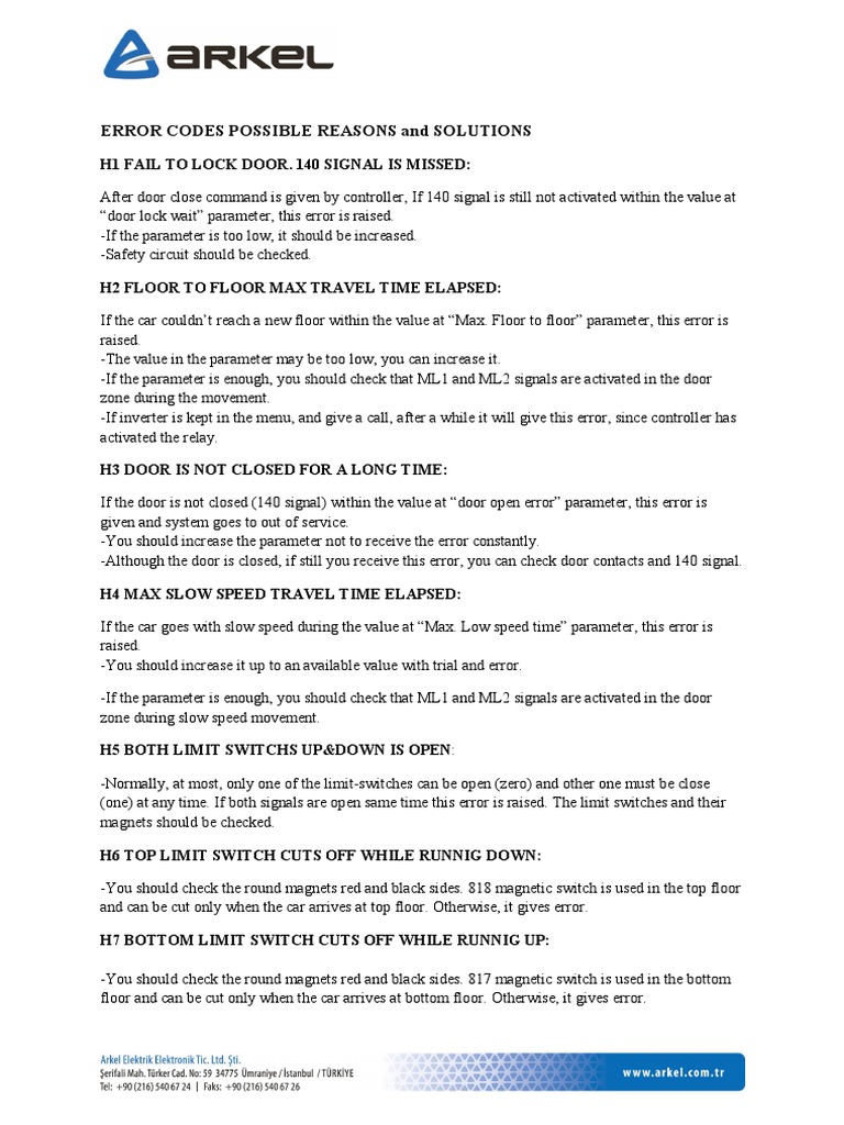 ARL-300 Error Codes - en | PDF | Elevator | Power Inverter
