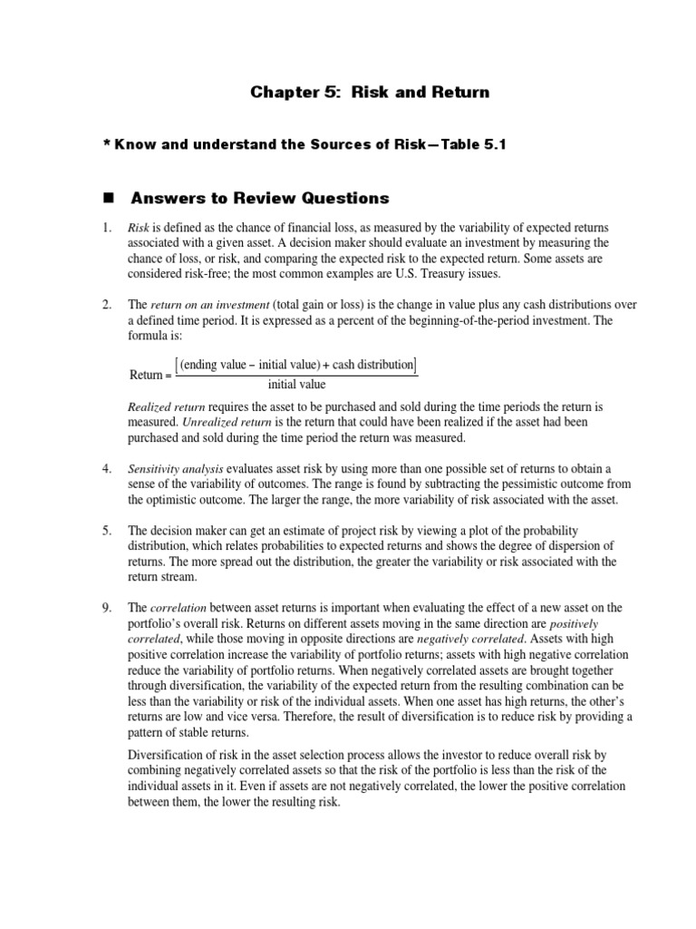 Chapter 5 Solutions - Finman | PDF | Diversification (Finance) | Risk