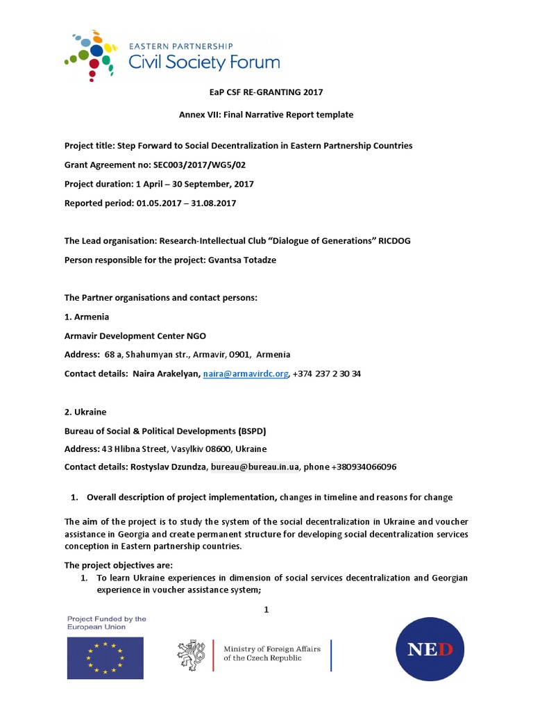 Annex VII Final Narrative Report RICDOG | PDF | Georgia (Country) | Non ...