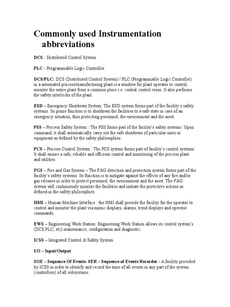 Commonly Used Instrumentation Abbreviations | Download Free PDF | Scada ...