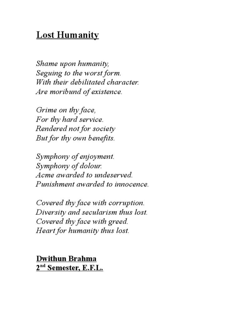 Lost Humanity by Dwithun Brahma | PDF | Art