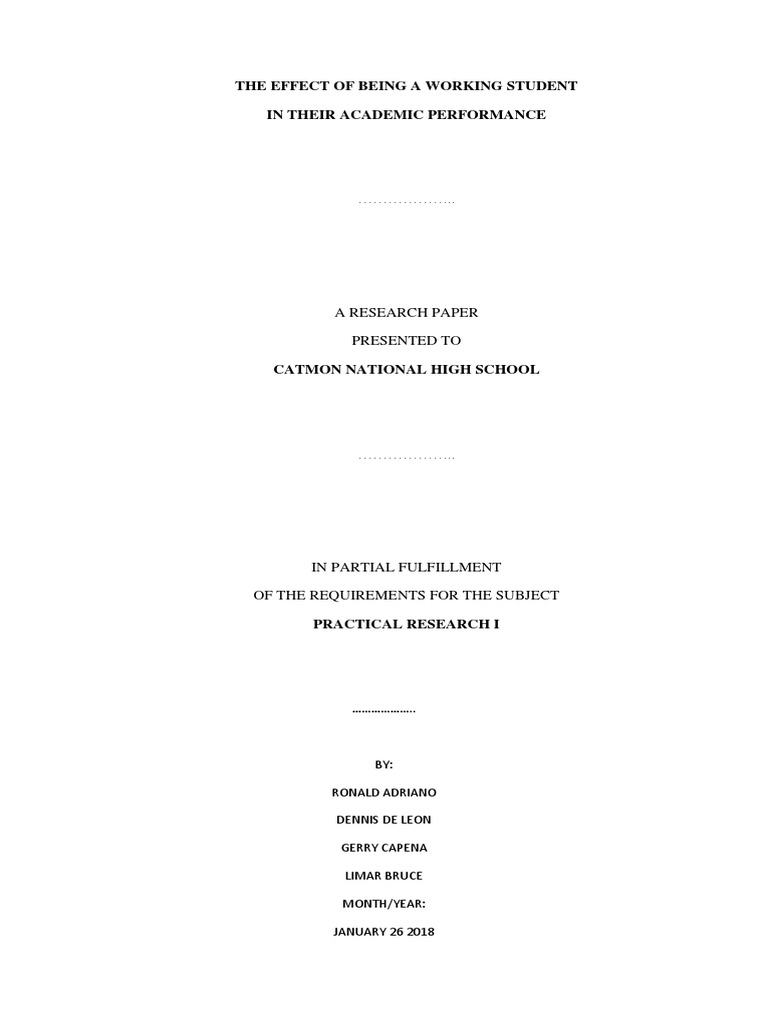 The Effect of Being A Working Student in Their Academic Performance ...