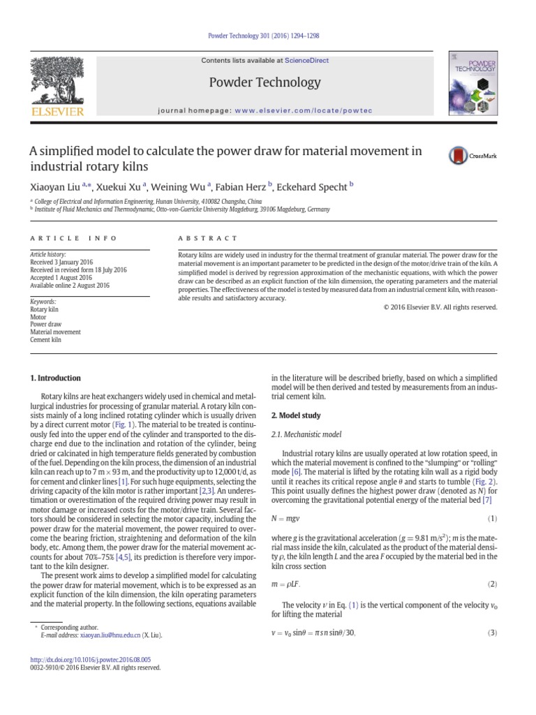 A Simplified Model To Calculate The Power Draw For Material Movement in ...