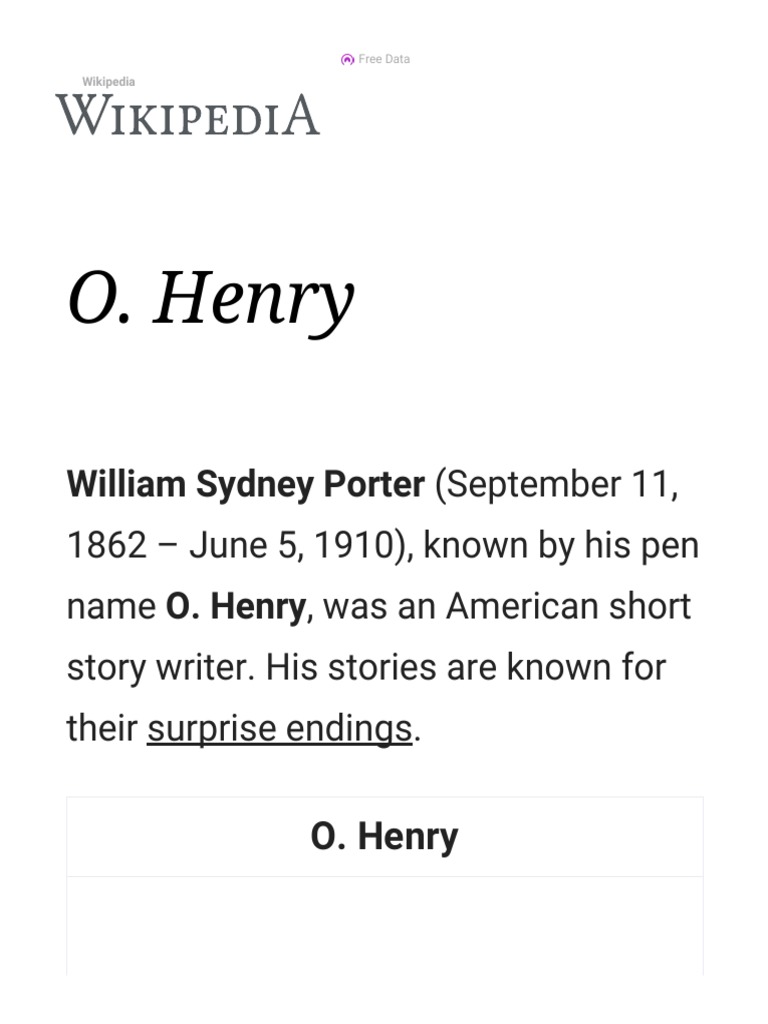 O. Henry Biography | PDF