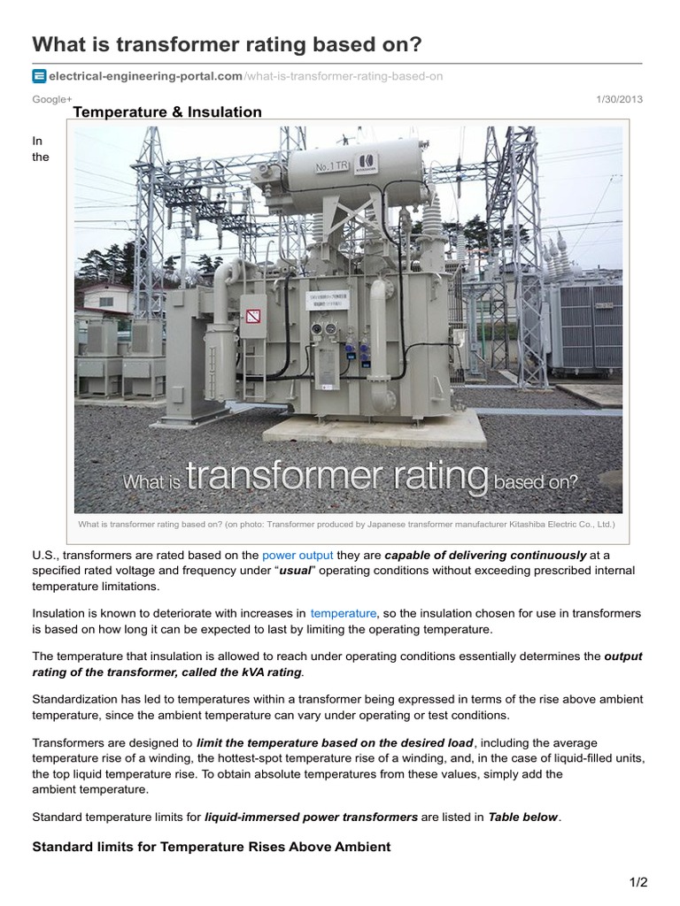 What Is Transformer Rating Based On | PDF | Transformer | Temperature