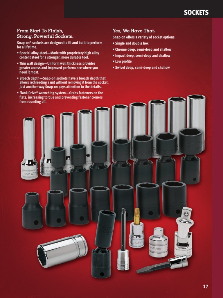 Socket Sizes - Snap On | PDF | Manufactured Goods | Mechanical Engineering