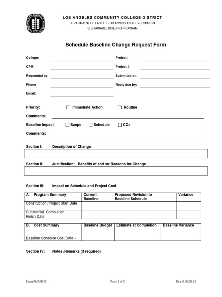 Pma 0340 Schedule Baseline Change Request Form | PDF | Government ...