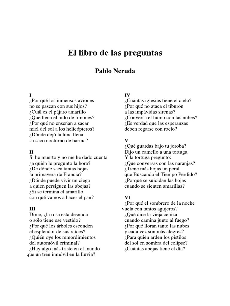 El Libro de Las Preguntas - Pablo Neruda | PDF | Naturaleza