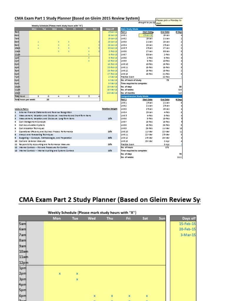 CMA Study Plan | PDF | Internal Control | Management Accounting