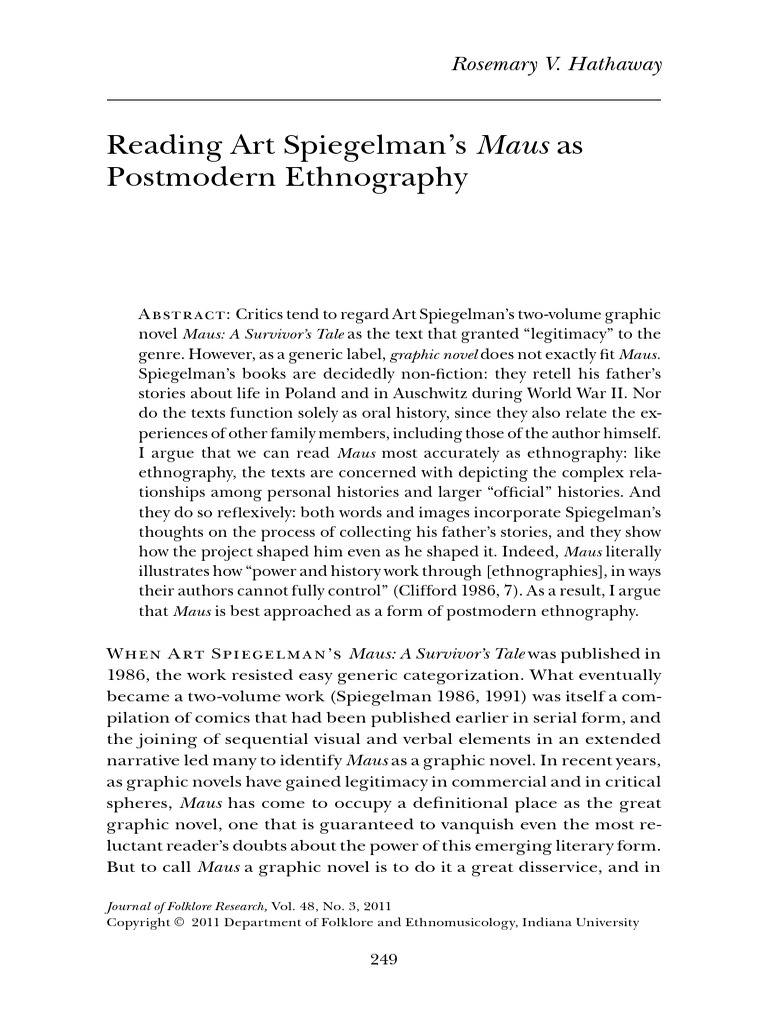 Hathaway - 2011 - Reading Art Spiegelman's Maus As Postmodern Ethnog ...