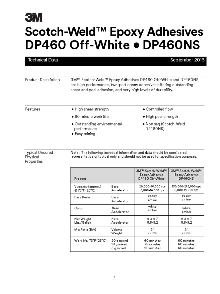 Scotch-Weld Epoxy Adhesive DP460, DP460NS-349252 | PDF | Epoxy ...
