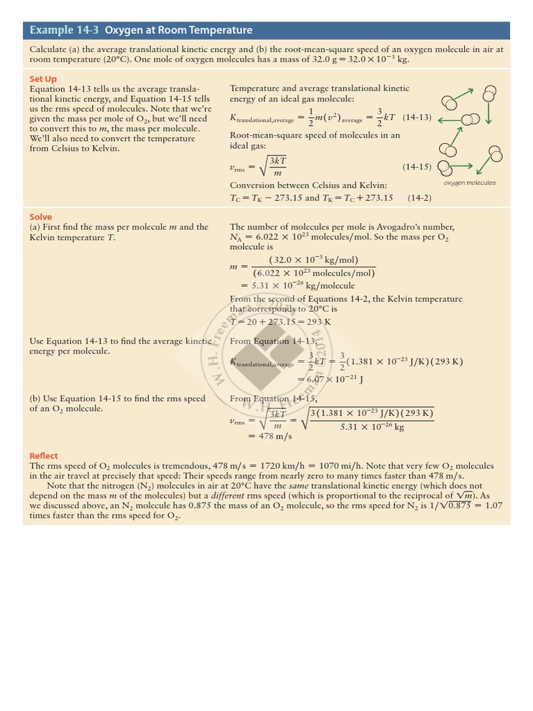 Oxygen at Room Temperature: Example 14-3 | PDF | Root Mean Square ...