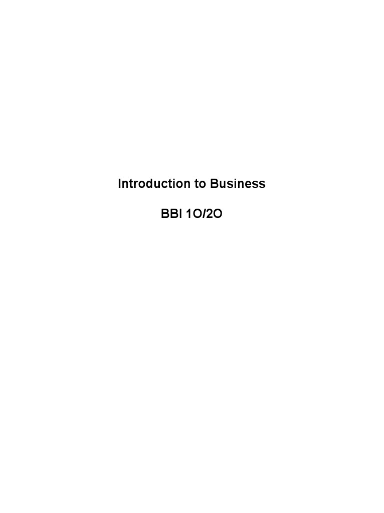 Introduction To Business BBI 1O/2O | PDF | Résumé | Speed Reading