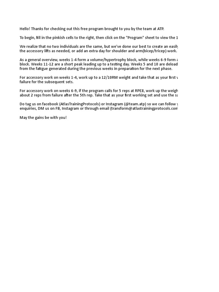 ATP 12 Week Powerlifting Program | PDF | Hobbies | Weight Training