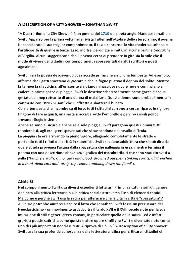 A Description of A City Shower | PDF