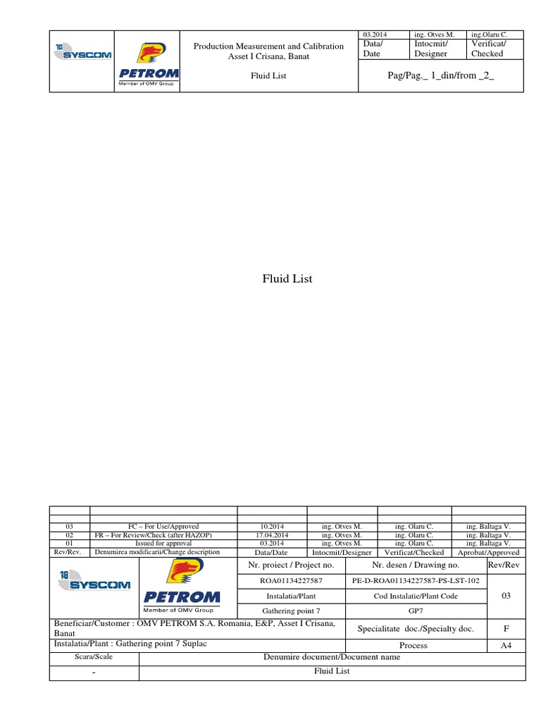 Fluid List: Pag/Pag. - Din/from | PDF