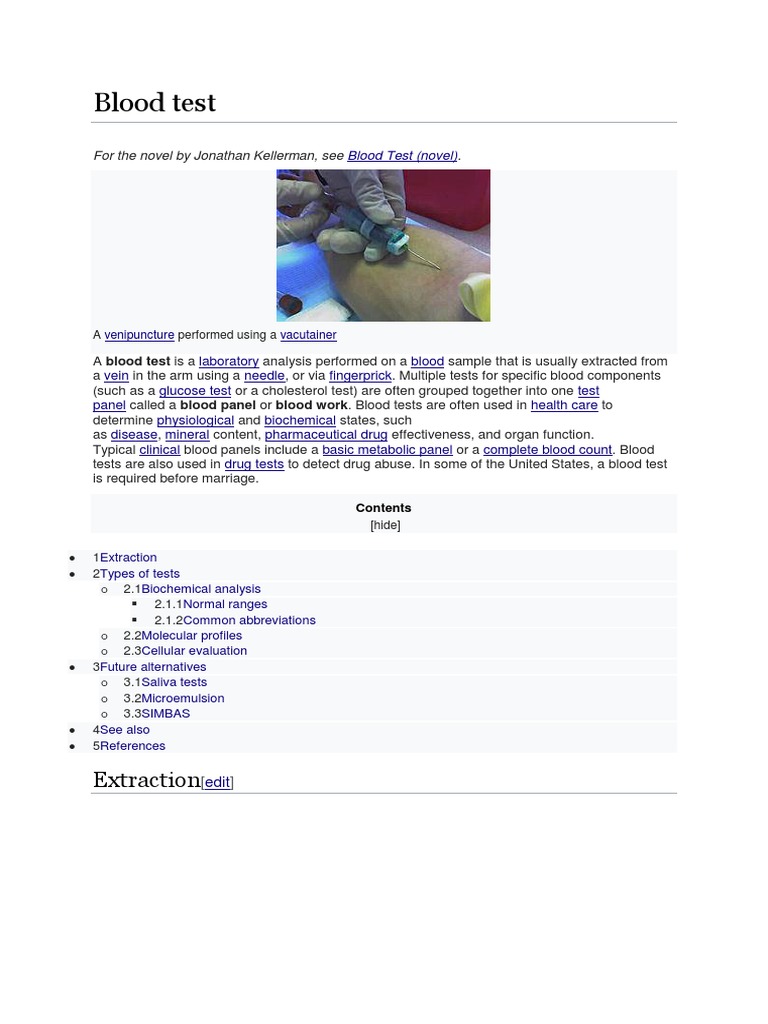 Blood Test | PDF | Hematology | Blood