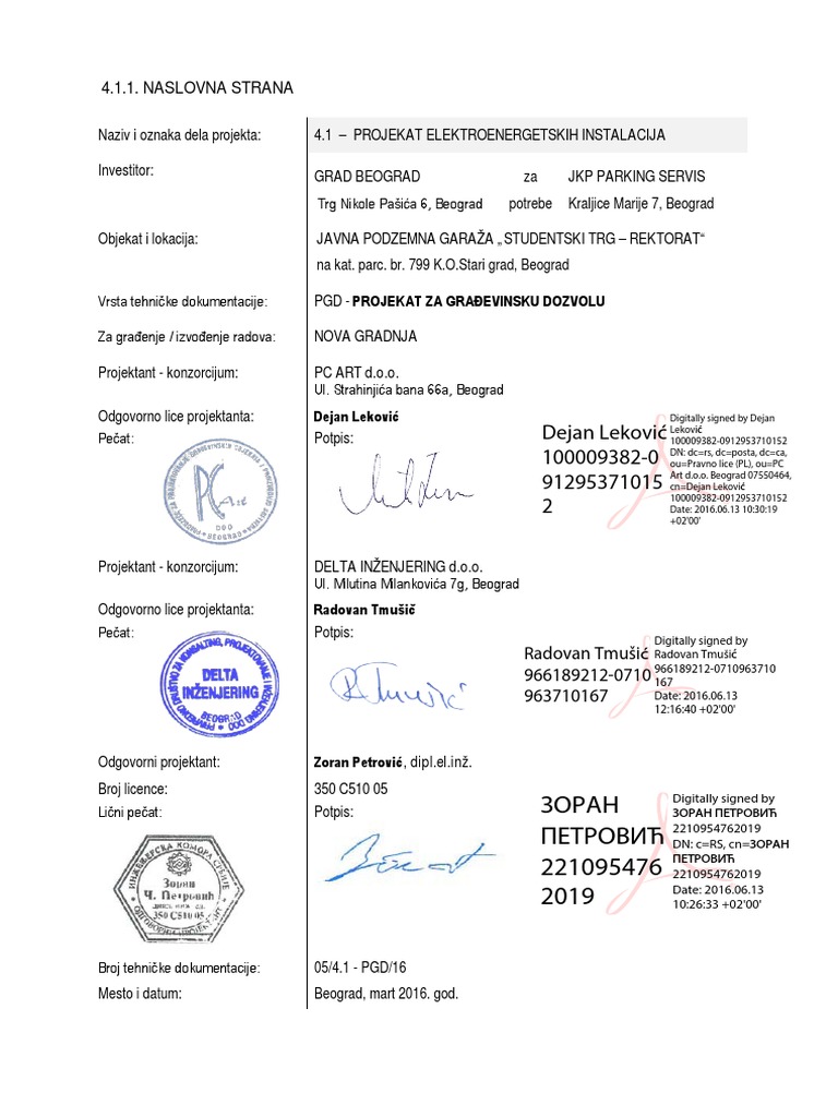 SVESKA 04.1.T - Elektroenergetske Instalacije Objekta - PGD GST Eo - Potpis2 | PDF