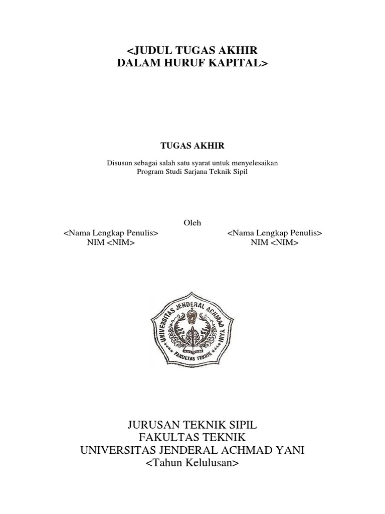 Format Tugas Akhir Teknik Sipil UNJANI 17feb2017 | PDF