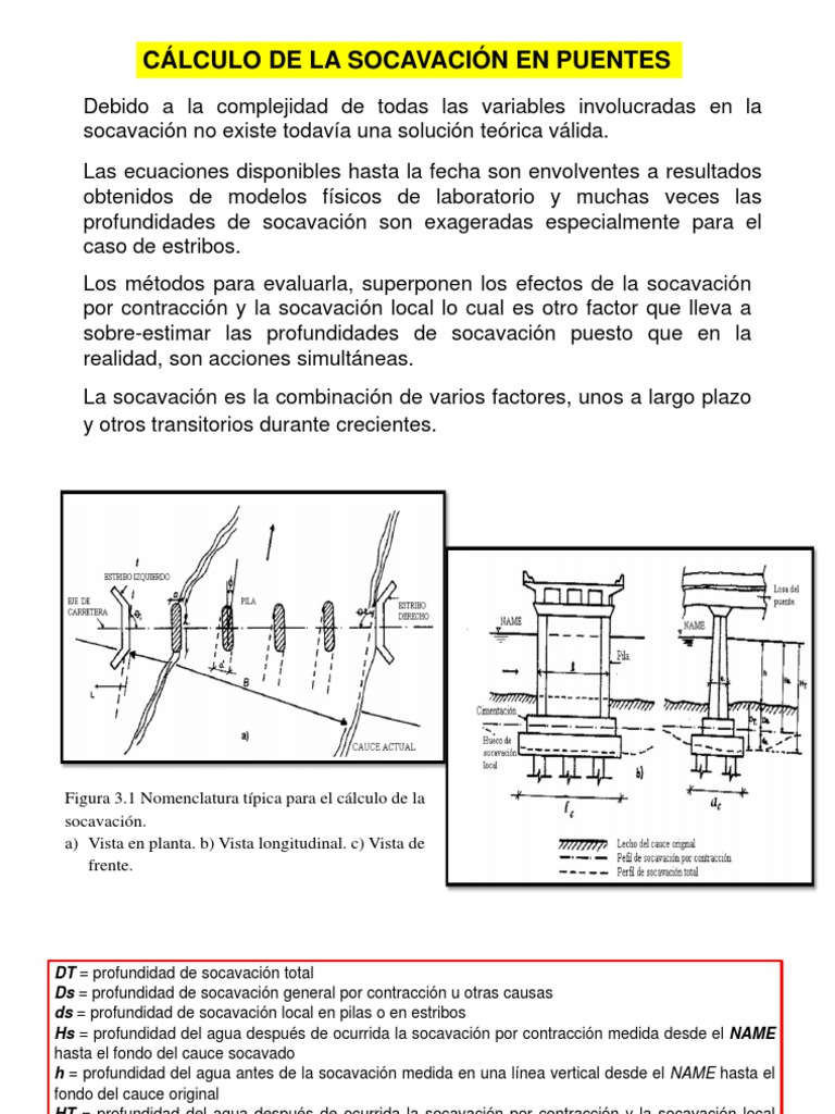 Calculo de Socavacion | PDF | Erosión | Descarga (hidrología)