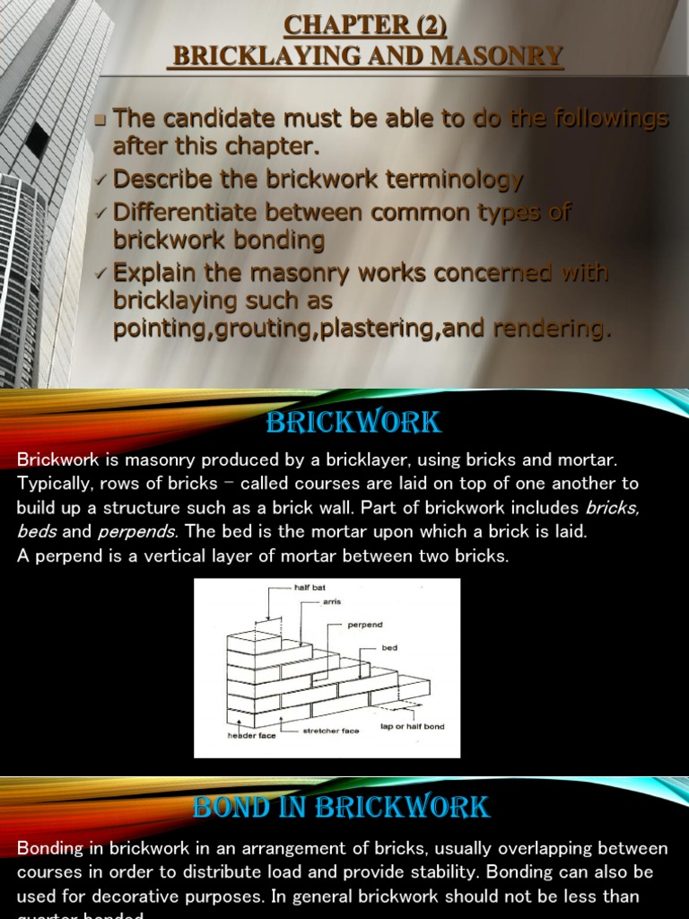Bricklaying Techniques and Terminology | PDF | Plaster | Masonry