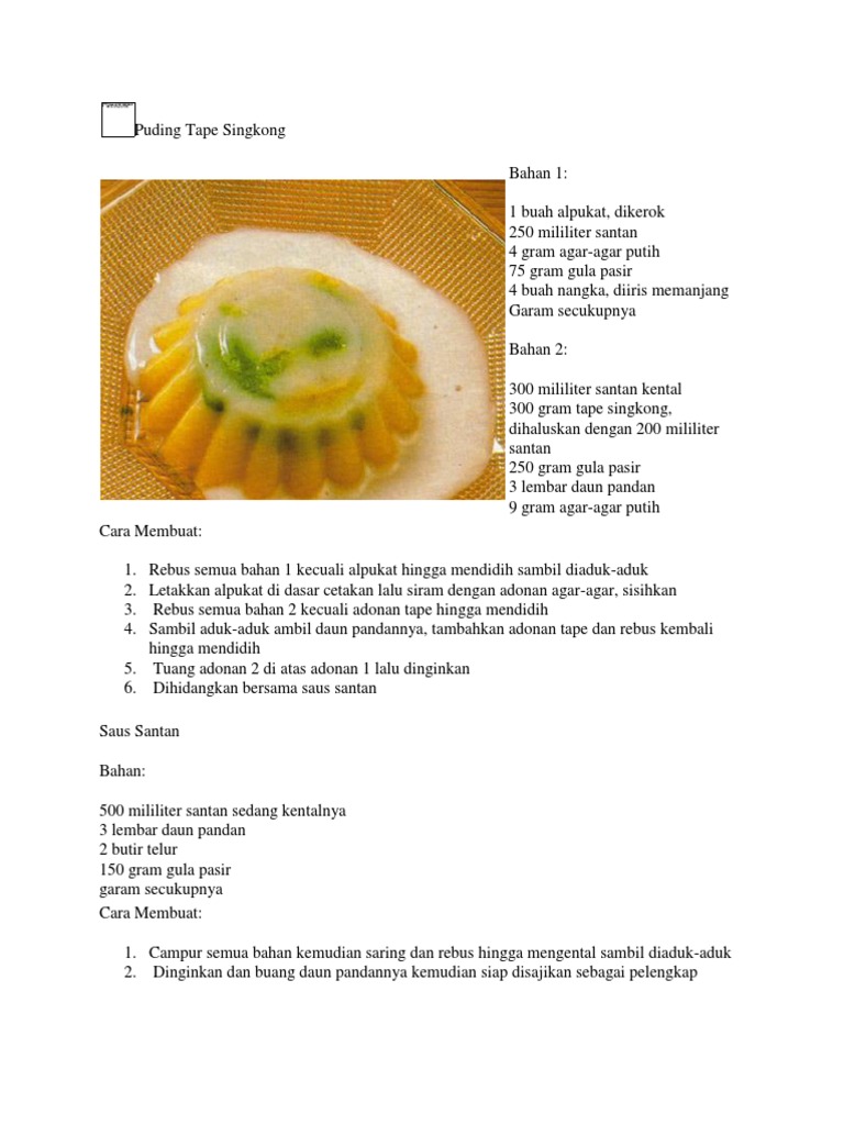 Puding Tape Singkong | PDF