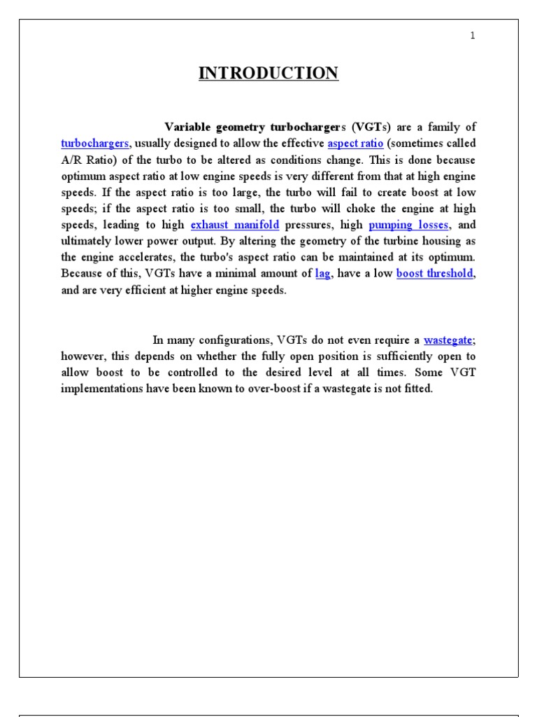 Variable Geometry Turbochargers (VGTS) Are A Family of | PDF