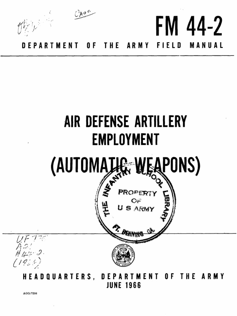 FM44-2 Air Defense Artillery Employment (Automatic Weapons) 1966 | PDF ...
