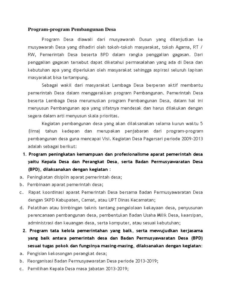 Contoh Program Desa | PDF
