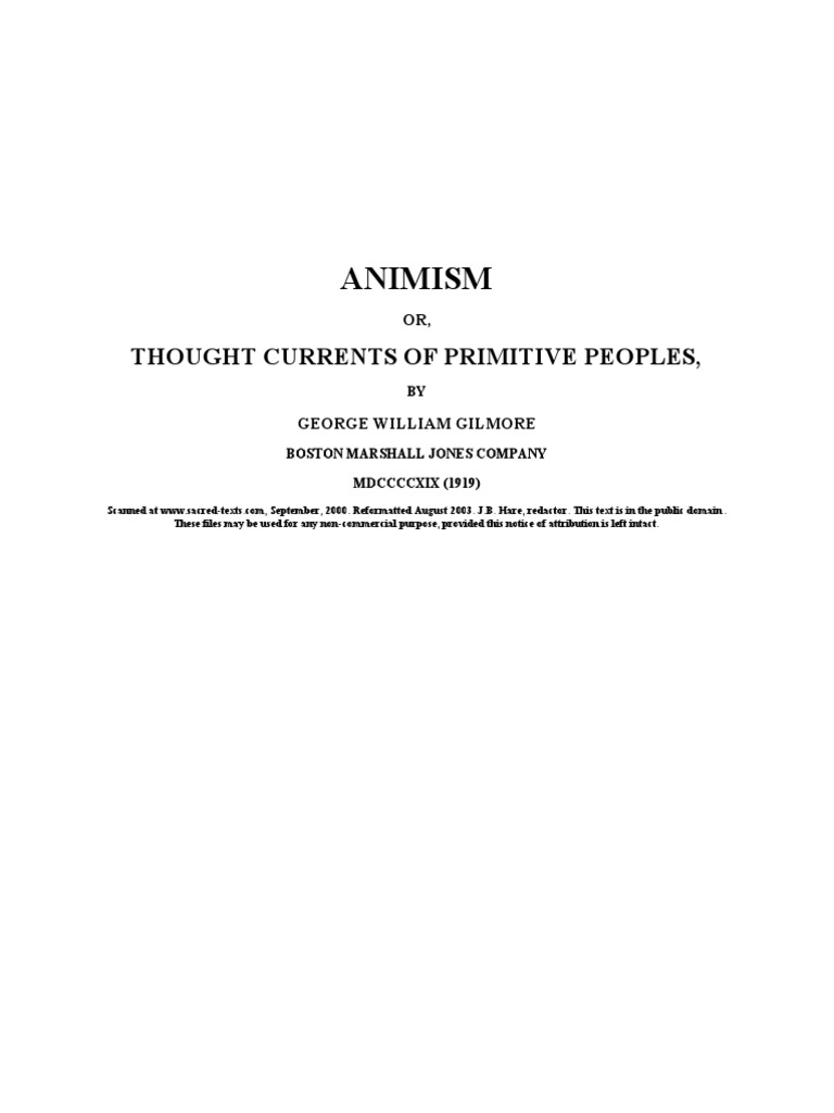Animism: Thought Currents of Primitive Peoples | PDF | Dream | Soul