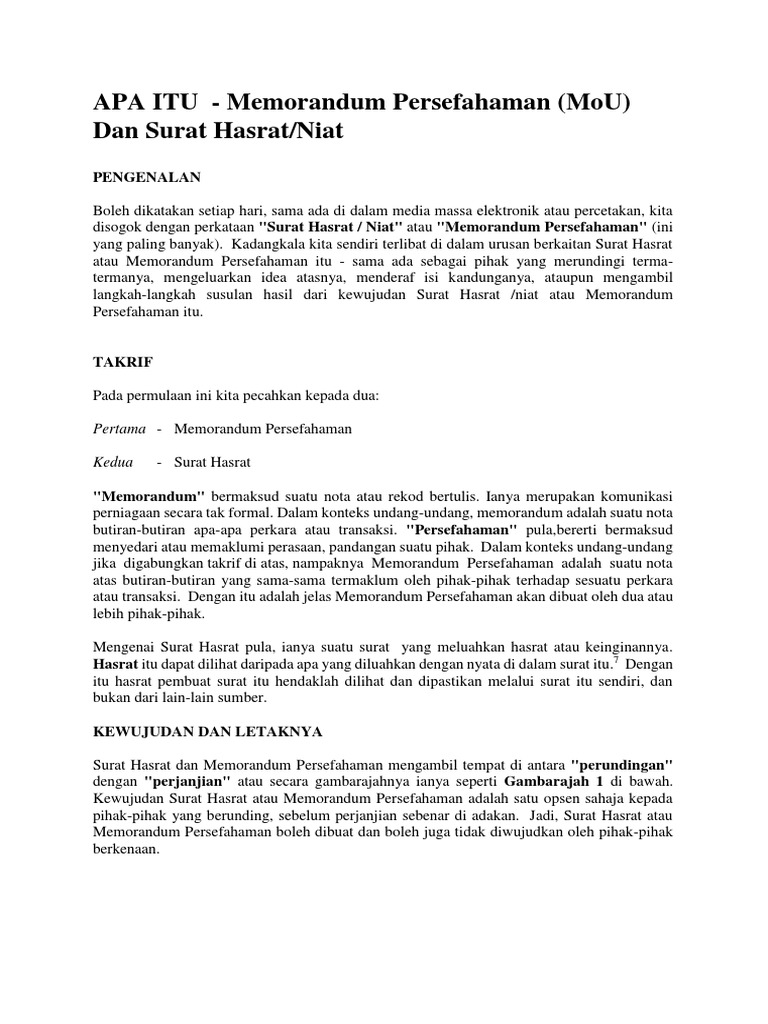 Apa Itu MoU at Surat Niat | PDF