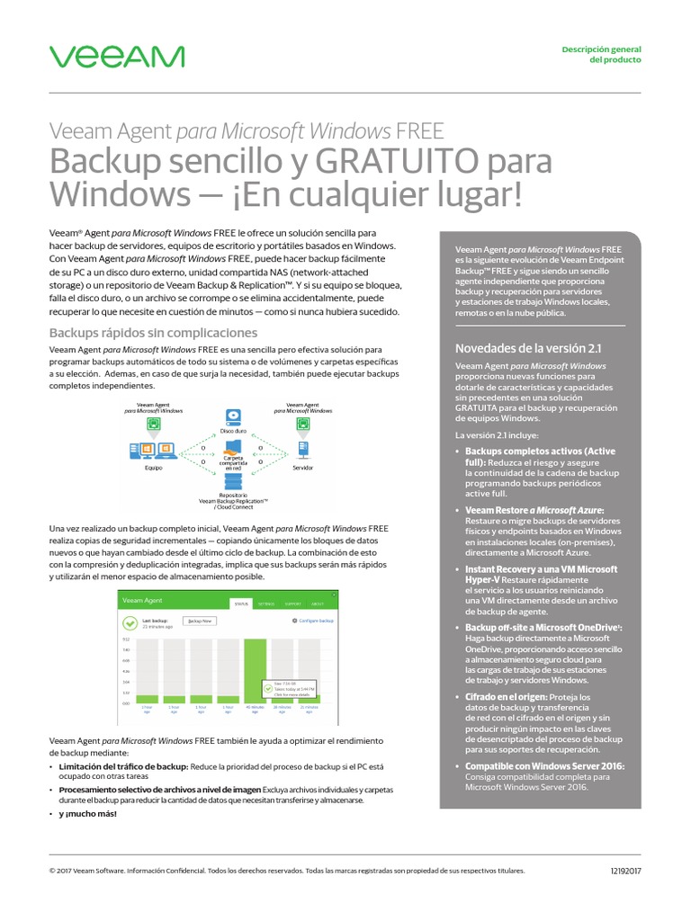 Veeam Agent Windows Free 2 1 Datasheet | PDF | Apoyo | Microsoft