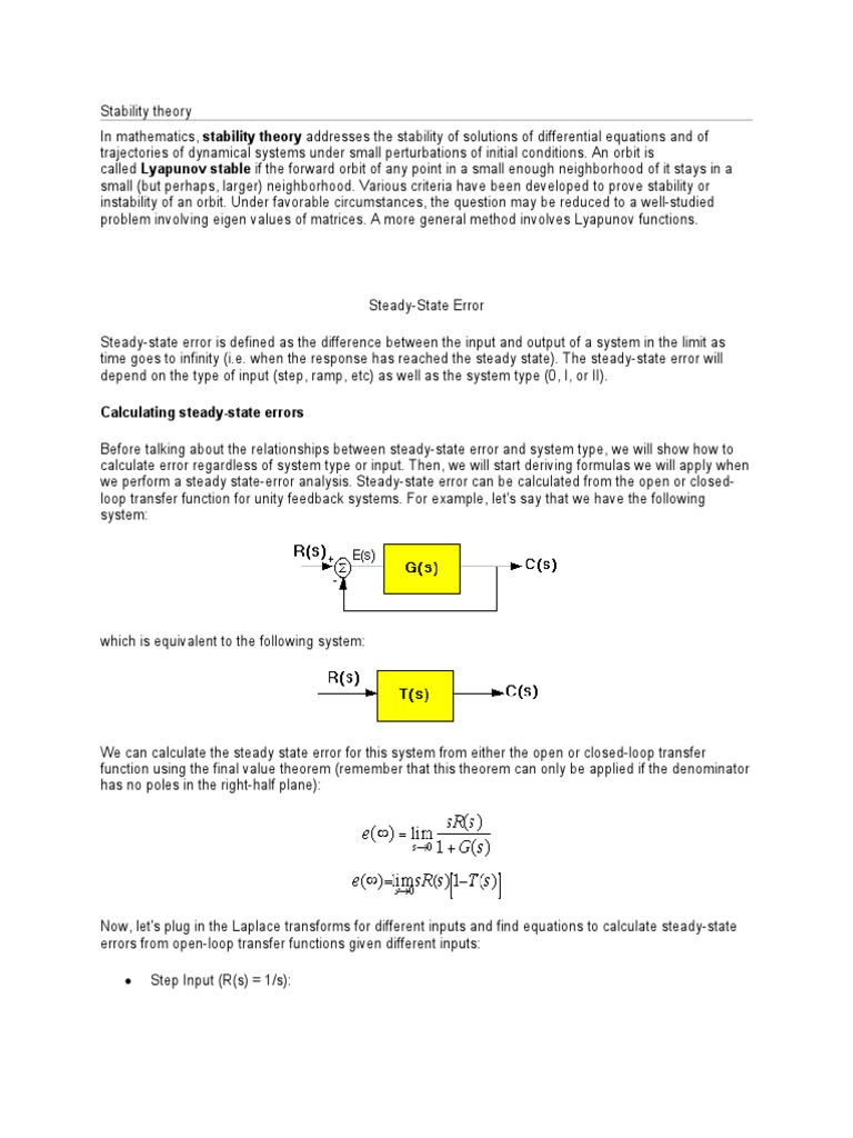 Stability Theory | PDF | Stability Theory | Control Theory
