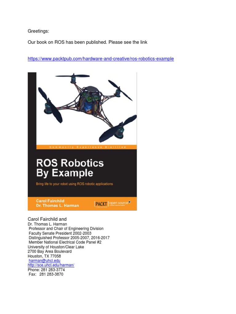 ROS Robotics Book Announcement | PDF | Law | Science & Mathematics