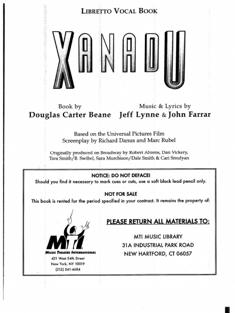 XANADU - Libretto & Vocal Book PDF | PDF