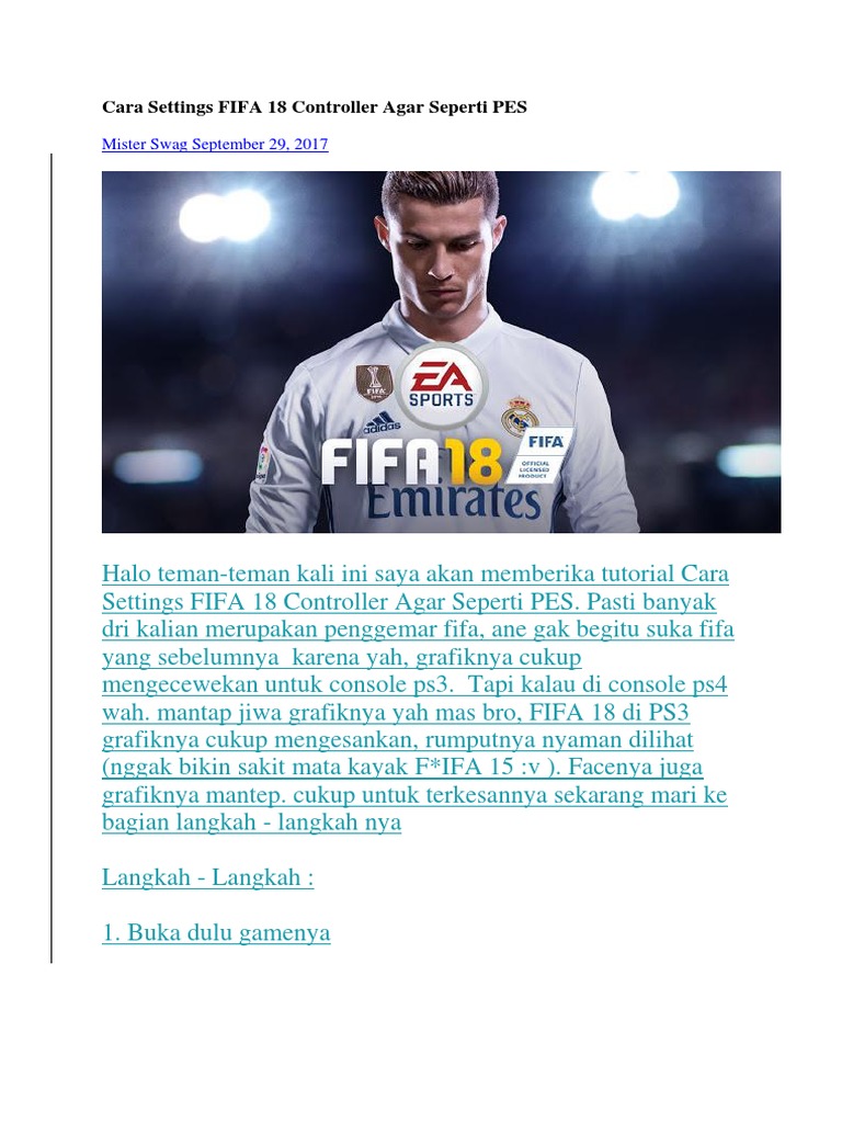 Setting Kontrol FIFA 18 Seperti PES | PDF