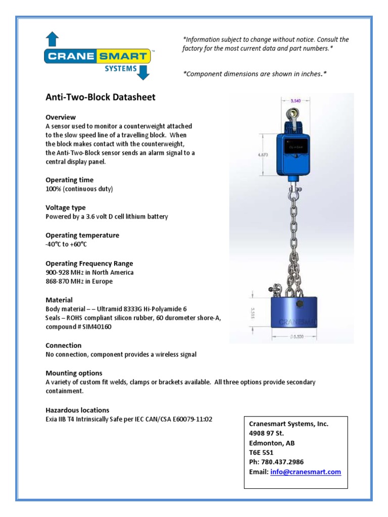 Anti Two Block Datasheet Cranesmart | PDF | Computers