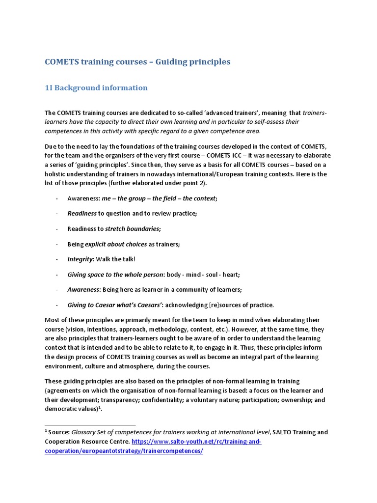 COMET Training Courses - Guiding Principles | PDF | Integrity | Mind