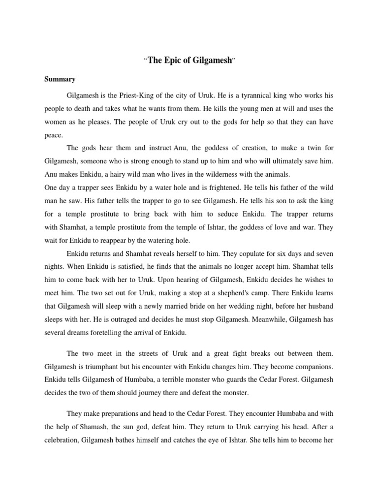 The Epic of Gilgamesh | PDF | Epic Of Gilgamesh | Mesopotamian Mythology